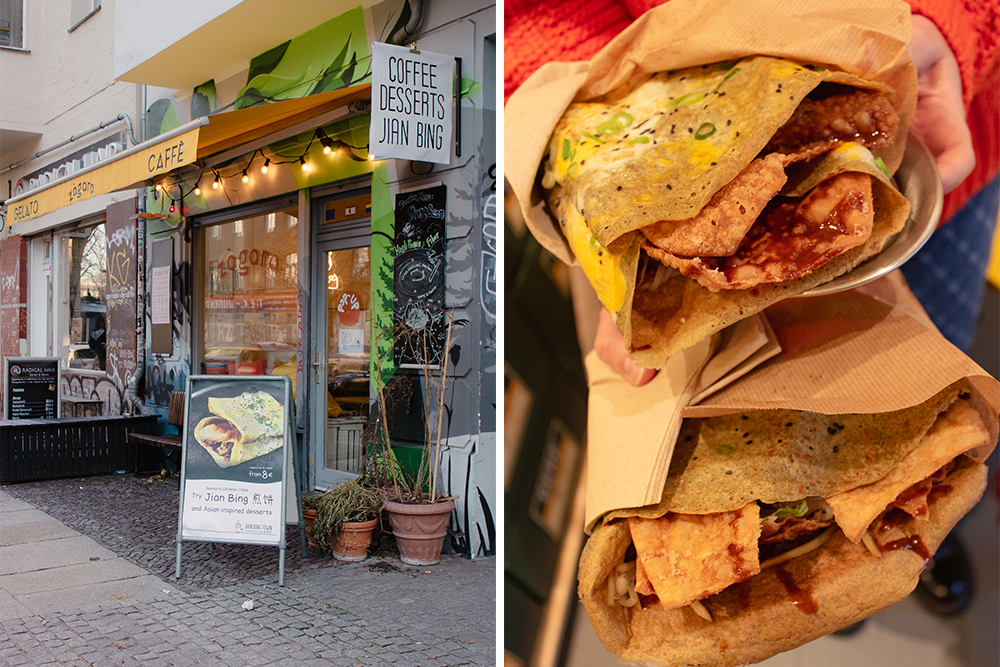 Chinesische Crêpes mampfen beim Jian Bing Town Winter Pop-up im Zagara ...