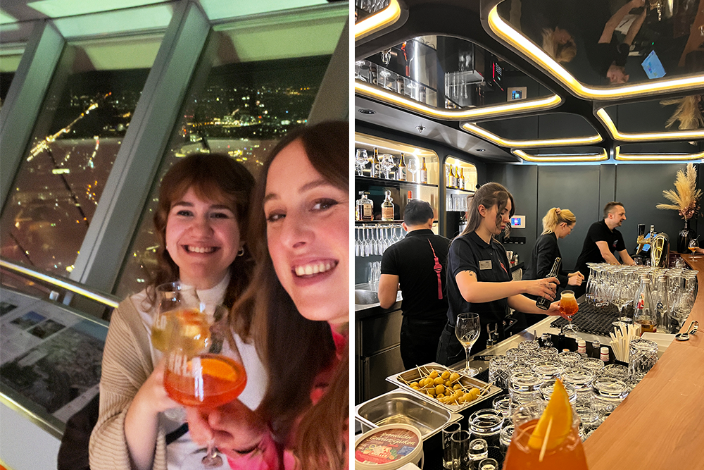 Mit einem Drink in der Hand über die Stadt blicken in der Sphere Bar ...