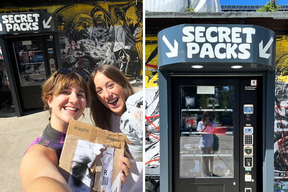 Ein Überraschungspaket aus dem Secret-Packs-Automaten ziehen | Mit Vergnügen Berlin